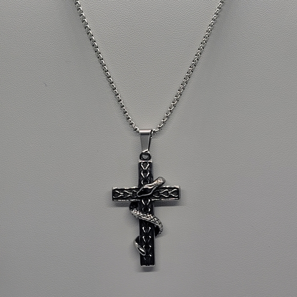 Accessories | Brand New Stainless Steel Snake Wrapped Around Cross ...